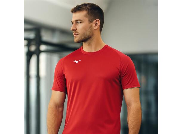 Men Core SS Tee Rød S Teknisk T-skjorte til trening - Mizuno Norge